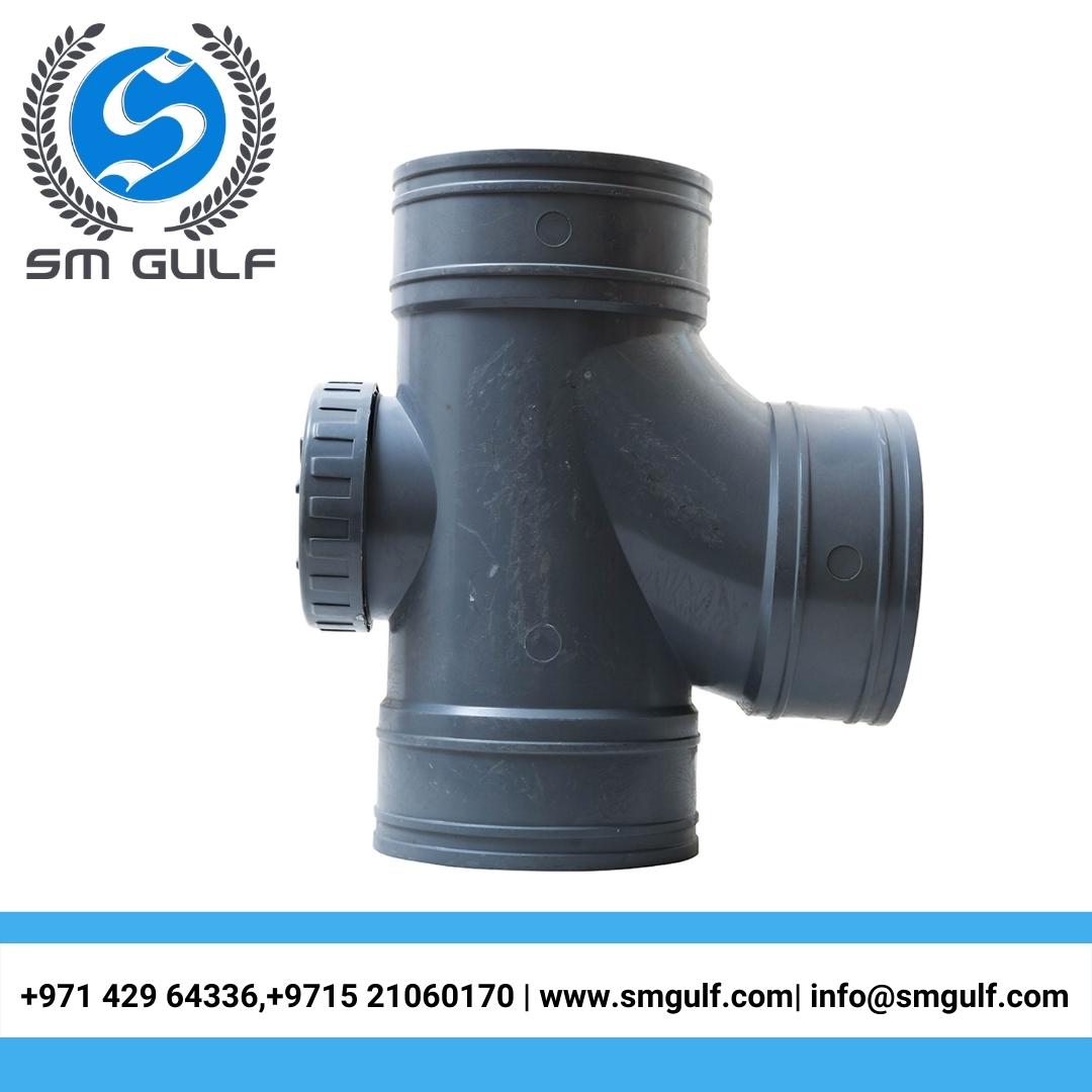 UPVC T-Angled Pipe Fitting with Door Lid, 4 inch, Grey – SMGulf